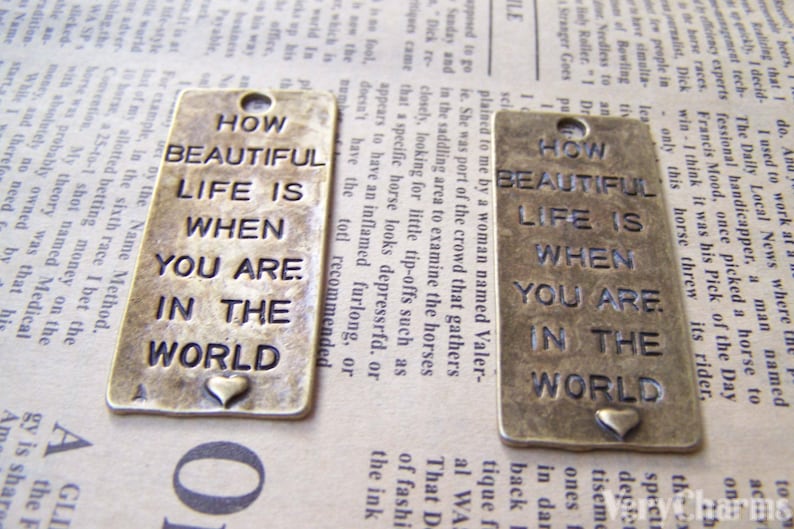 6 Pcs of Antique Bronze Rectangular Heart Pendants Charms - Etsy