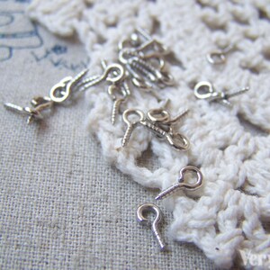 500 Pcs Silvery Gray Nickel Mini Screw Eye Hook Bail Pins 4x8mm 19 ...