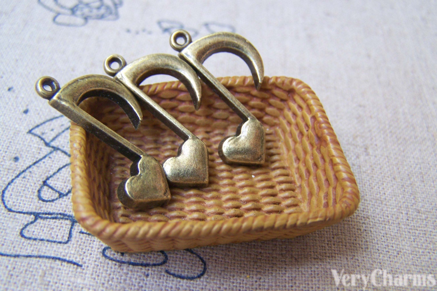 Heart Music Note Antique Bronze Charms 16x25mm Set of 10 pcs | Etsy