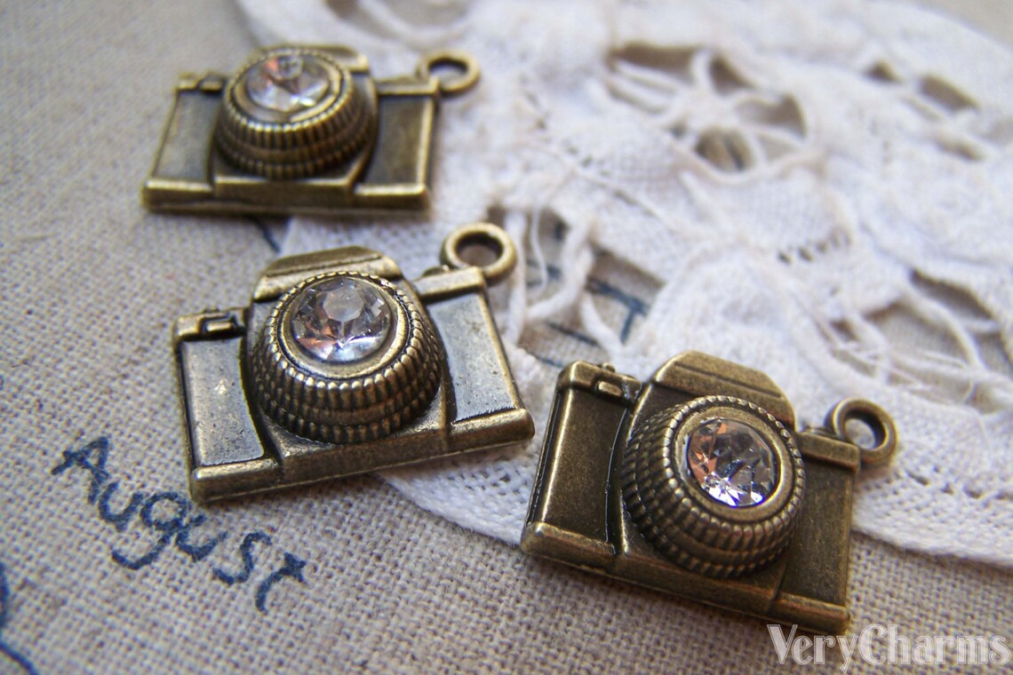 10 Pcs of Antique Bronze 3D Rhinestone Camera Charms 15x18mm - Etsy