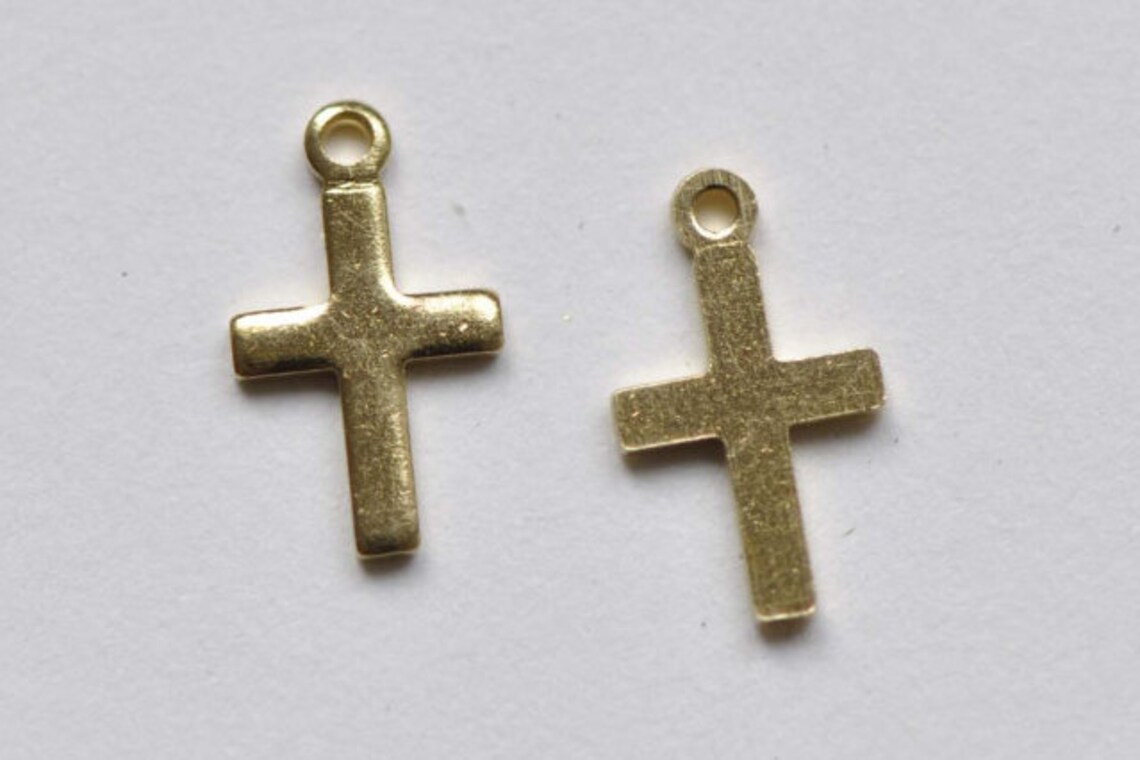 50 Pcs Raw Brass Tiny Plain Cross Charms Embellishments 6x10mm A8529 - Etsy