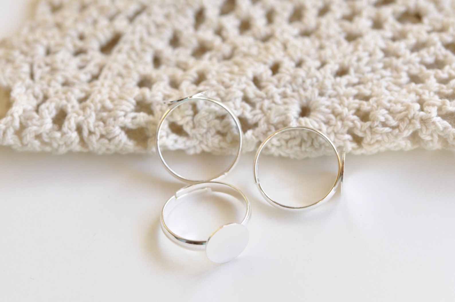 Silver Adjustable Ring Base 10mm Pad Set of 10 A8372 | Etsy