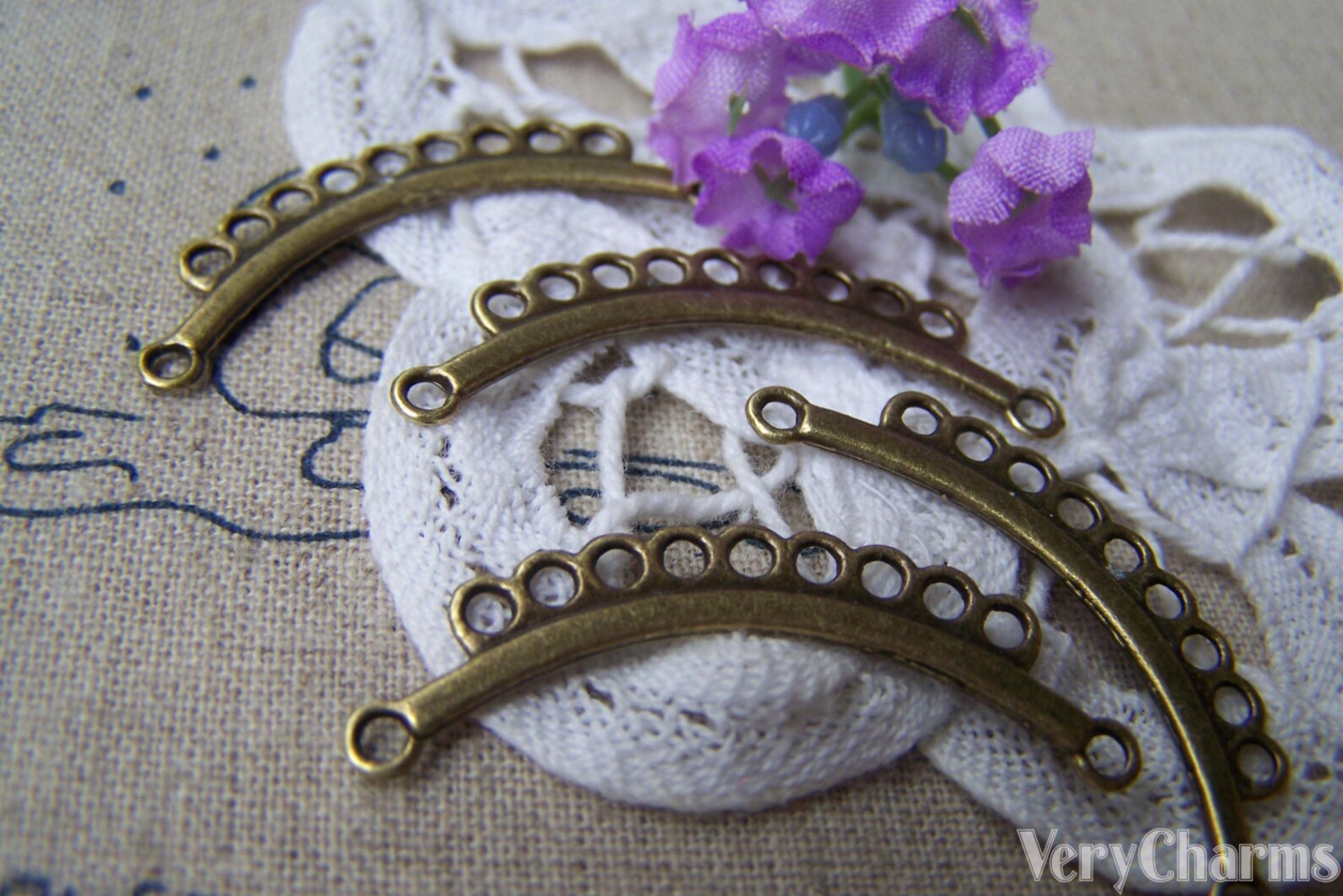 20 Pcs of Antique Bronze Multiple Loops Curved Bar Connectors - Etsy