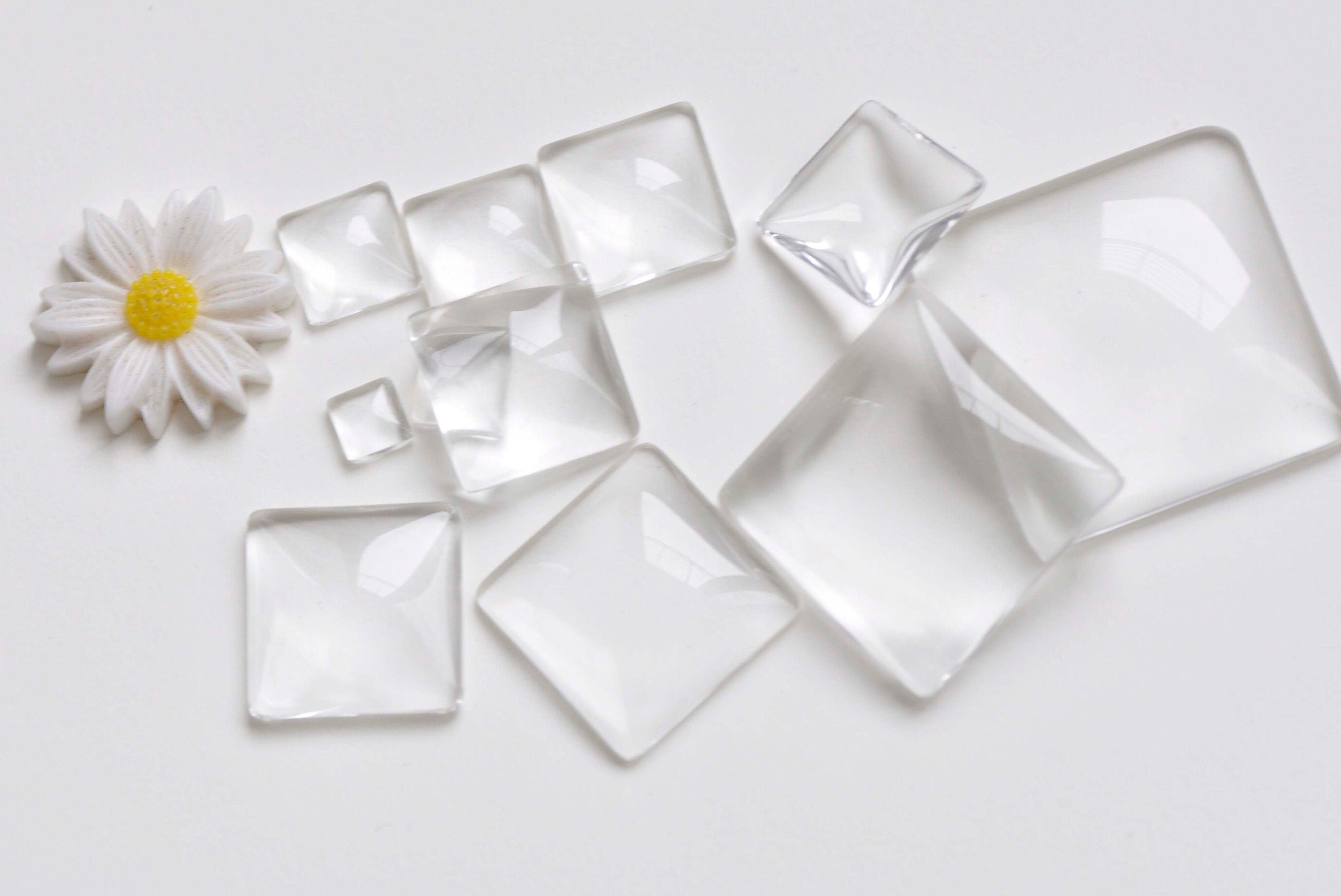 Clear Glass Dome Square Cabochon Cameo 6mm/8mm/10mm/12mm/14mm/15mm/16mm ...