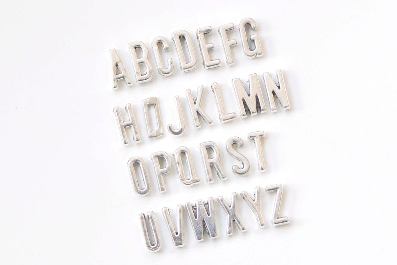 Antique Silver Small Alphabet Letter Tags Initial Beads A-Z - Etsy