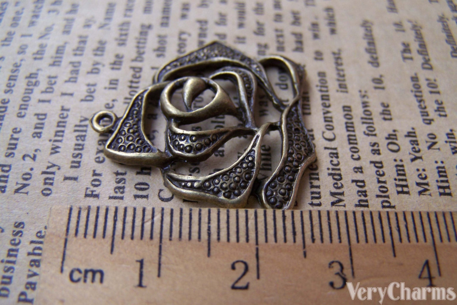 10 Pcs of Antique Bronze Filigree Rose Flower Charms 29x30mm | Etsy