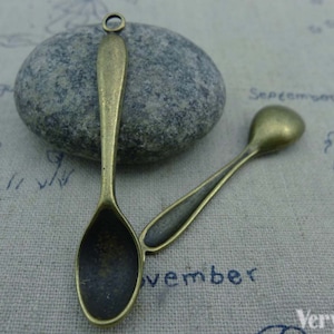 10 Pcs of Antique Bronze Huge Spoon Charms Cutlery Pendants 11x54mm ...