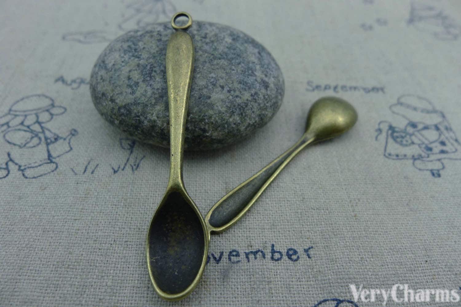 10 Pcs of Antique Bronze Huge Spoon Charms Cutlery Pendants - Etsy