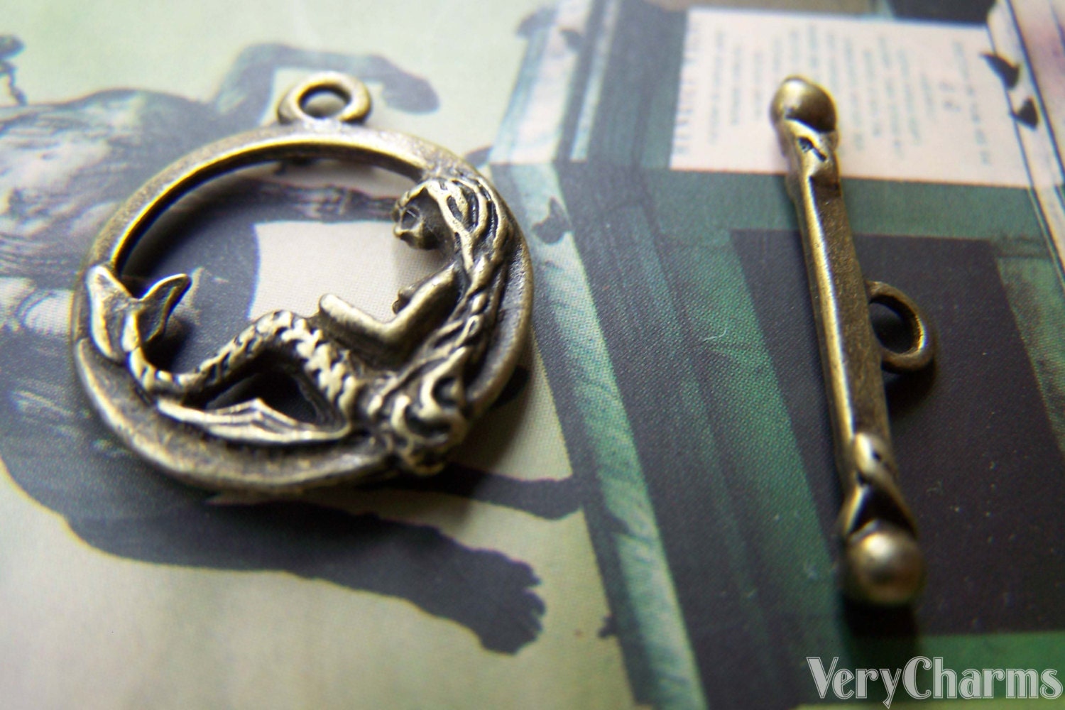 Antique Bronze Mermaid Toggle Clasps Fairy Fish Nautical | Etsy