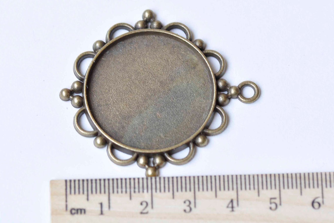 5 Pcs Large Round Pendant Tray Base Setting Match 30mm Cabochon A9045 ...
