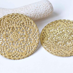 6 Pcs Raw Brass Filigree Large Flower Round Embellishments 40mm A9015 ...