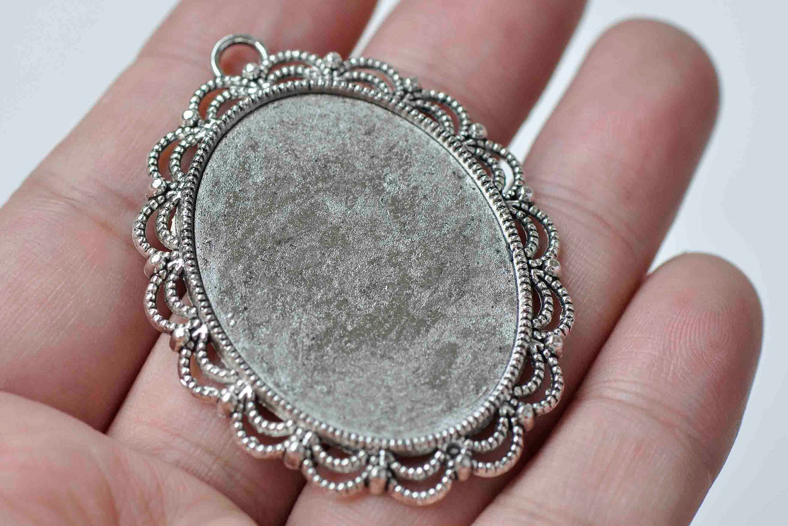 6 Pcs Antique Silver Oval Cameo Base Setting Pendants Tray - Etsy