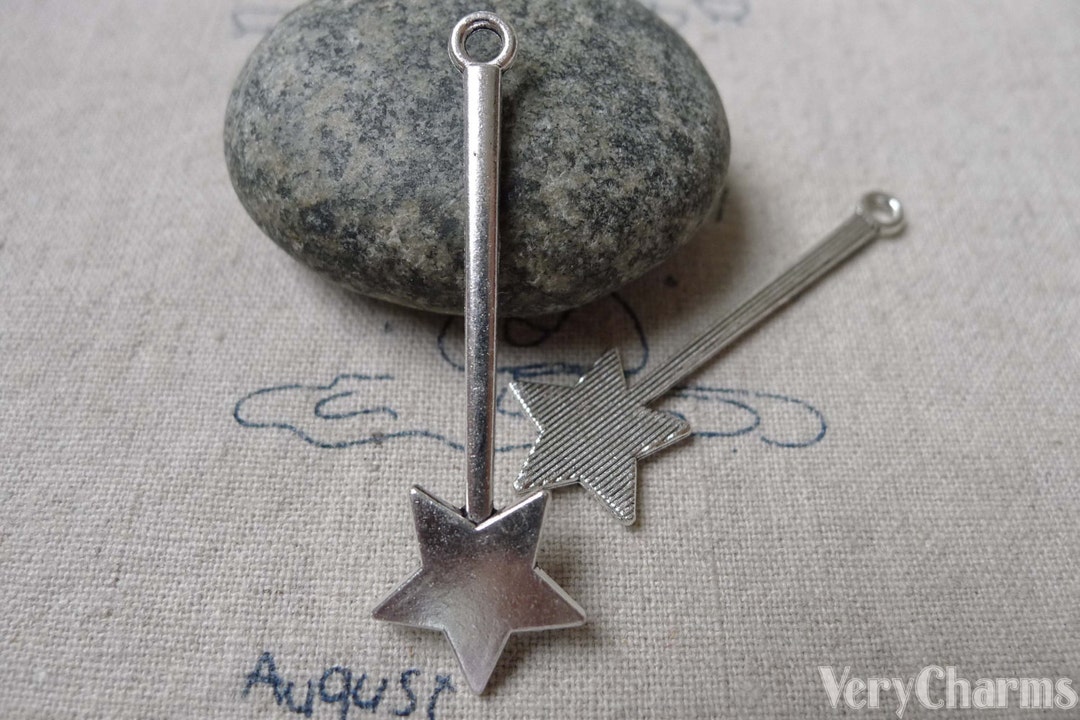 10 Pcs of Antique Silver Star Stick Charms 14x48mm A6869 - Etsy