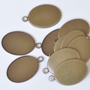 Brass Oval Sawtooth Pendant Tray Base Settings Match 13x18/18x25 ...