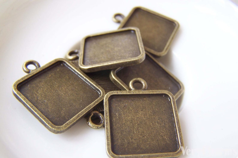 10 pcs of Antique Bronze Square Cameo Base Setting Pendant | Etsy