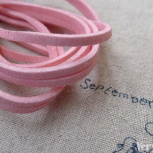 10 Meters of Square Light Pink Suede Faux Leather Ribbon Cords String ...