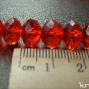 One Strand (72 Pcs) Red Faceted Rondelle Crystal Glass Abacus Beads ...