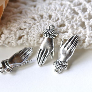 Elegant Lady Hand Charms Antique Silver Finish 10x26mm Set of 20 A8254 ...