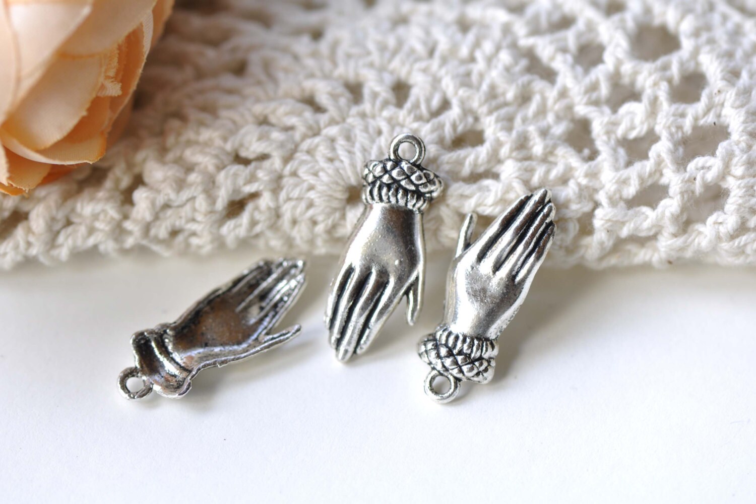 Elegant Lady Hand Charms Antique Silver Finish 10x26mm Set of 20 A8254 ...