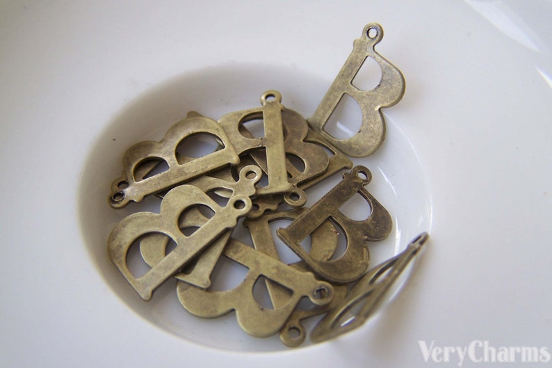 10 Pcs of Antique Bronze Brass Alphabet Letter B Charms 9x15mm - Etsy