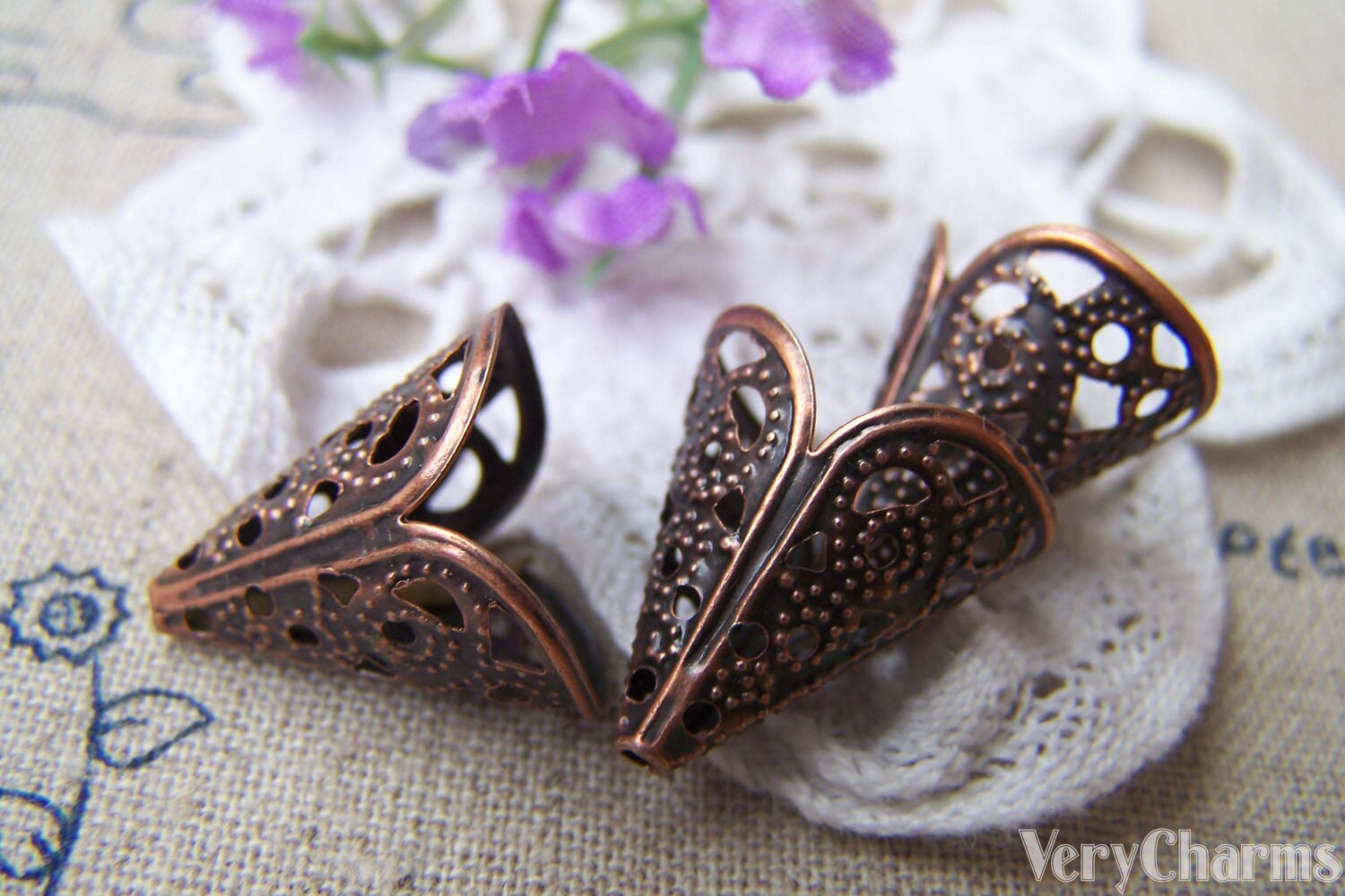 100 Pcs of Antiqued Copper Filigree Cone Bead Caps 16x16mm - Etsy
