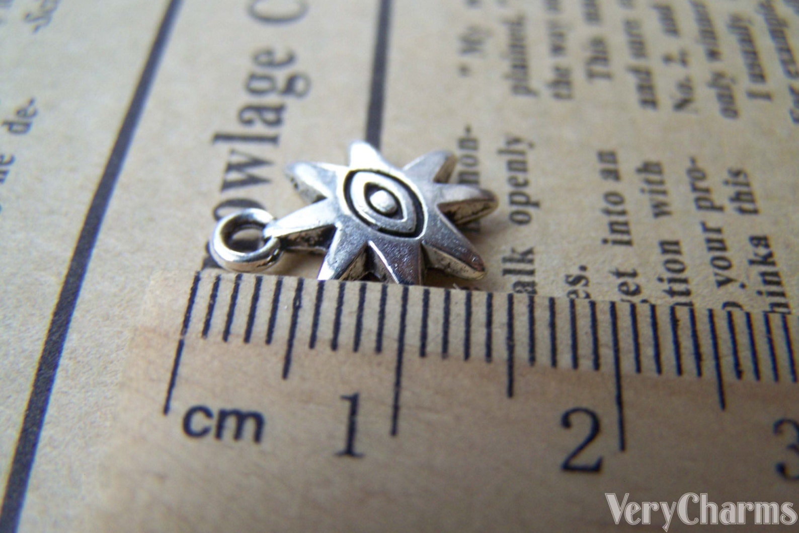 Star Evil Eye Charms Antique Silver Finish 12x15mm Double Sided Set of ...