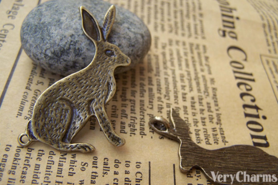 10 Pcs of Antique Bronze Lovely Rabbit Hare Charms 25x42mm A661 - Etsy