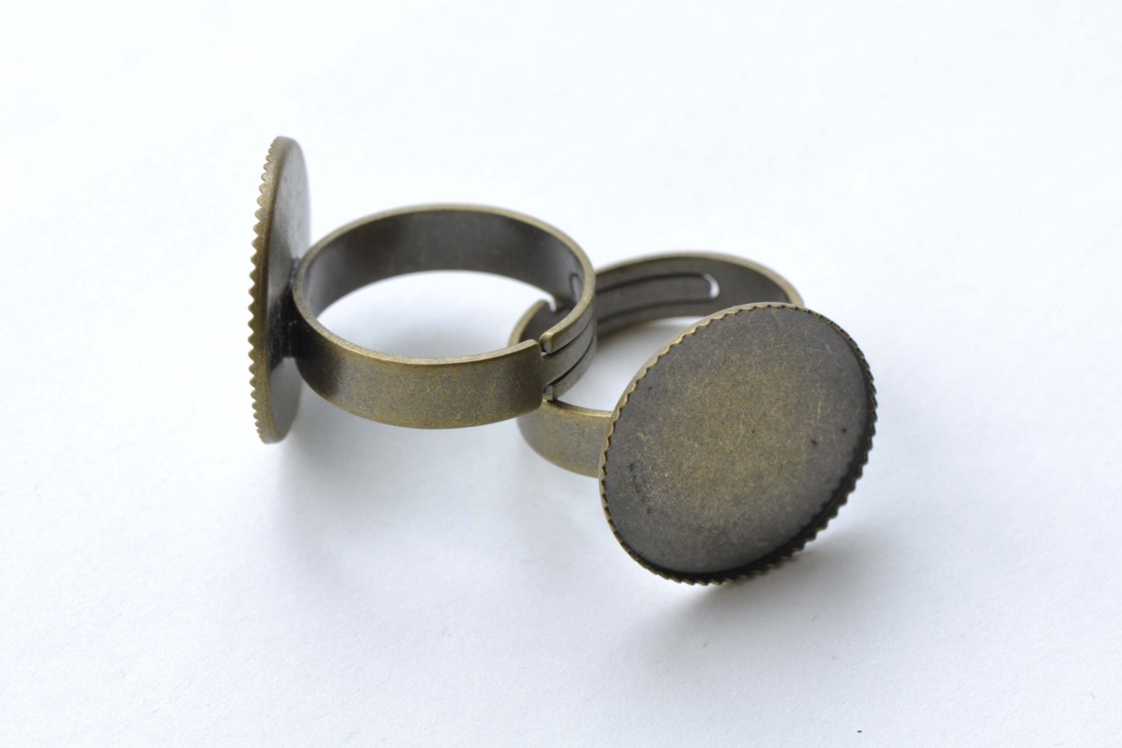 Adjustable Round Bezel Ring Blank Shank Base Match 18mm Cabochon Set of ...