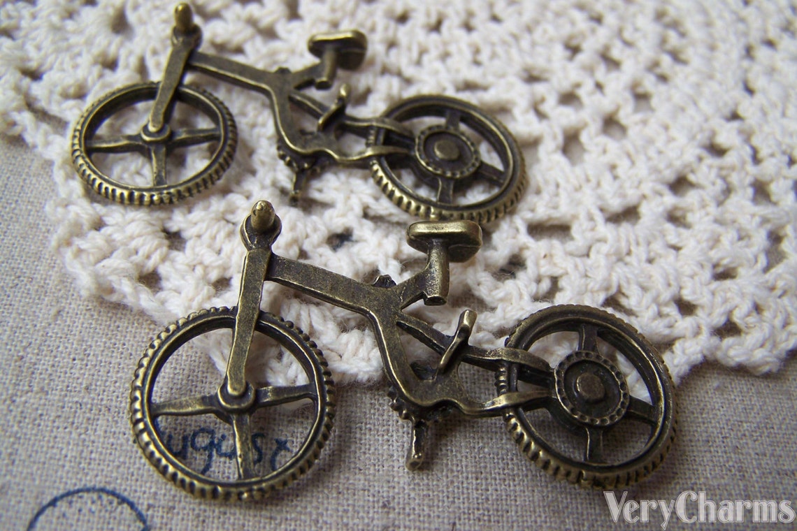 6 Pcs of Antique Bronze Bike Bicycle Pendants Charms 30x52mm - Etsy