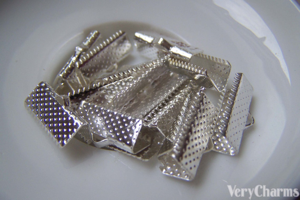 Silver Ribbon Ends Clamps Fasteners Clasps 16mm Set of 50 Pcs - Etsy