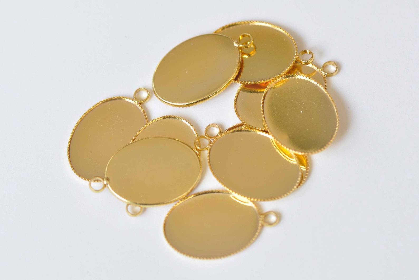 Brass Oval Sawtooth Pendant Tray Base Settings Match 13x18/18x25 ...