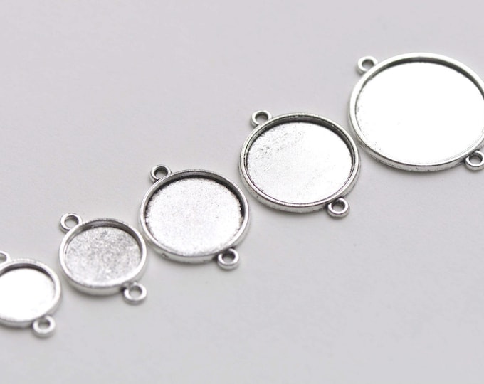 Silver Round Bezel Photo Lockets Match 20mm Cabochon Set of 2 - Etsy