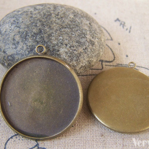 10 Pcs Antique Bronze Round Pendant Tray Base Settings Match - Etsy