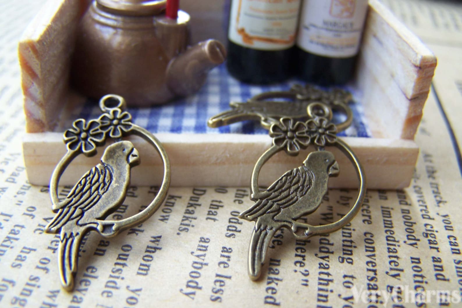 20 Pcs of Antique Bronze Parrot Ring Charms 15x28mm A296 - Etsy