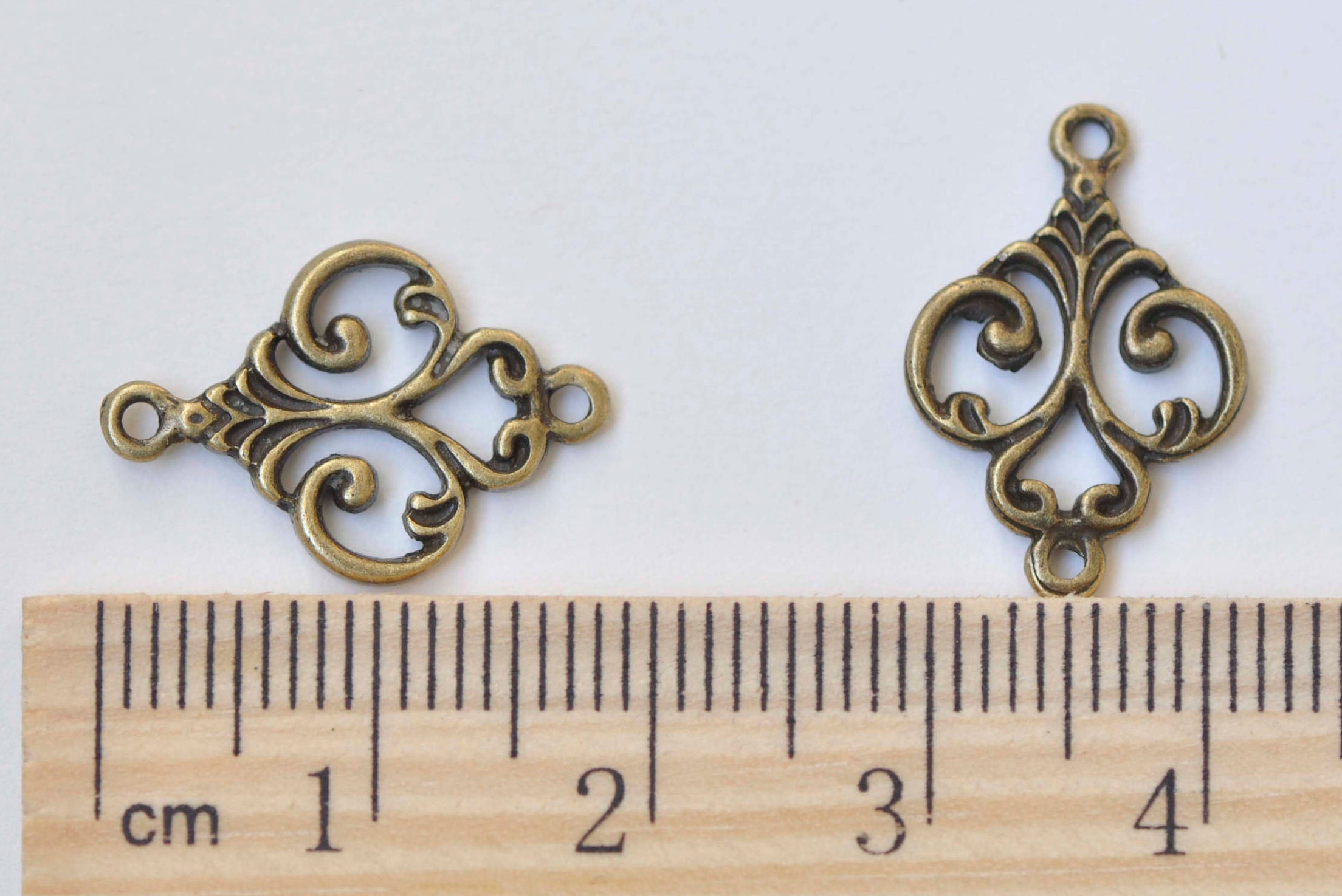 Antique Bronze/silver Fancy Connector Charms 13x19mm Set of 20 - Etsy