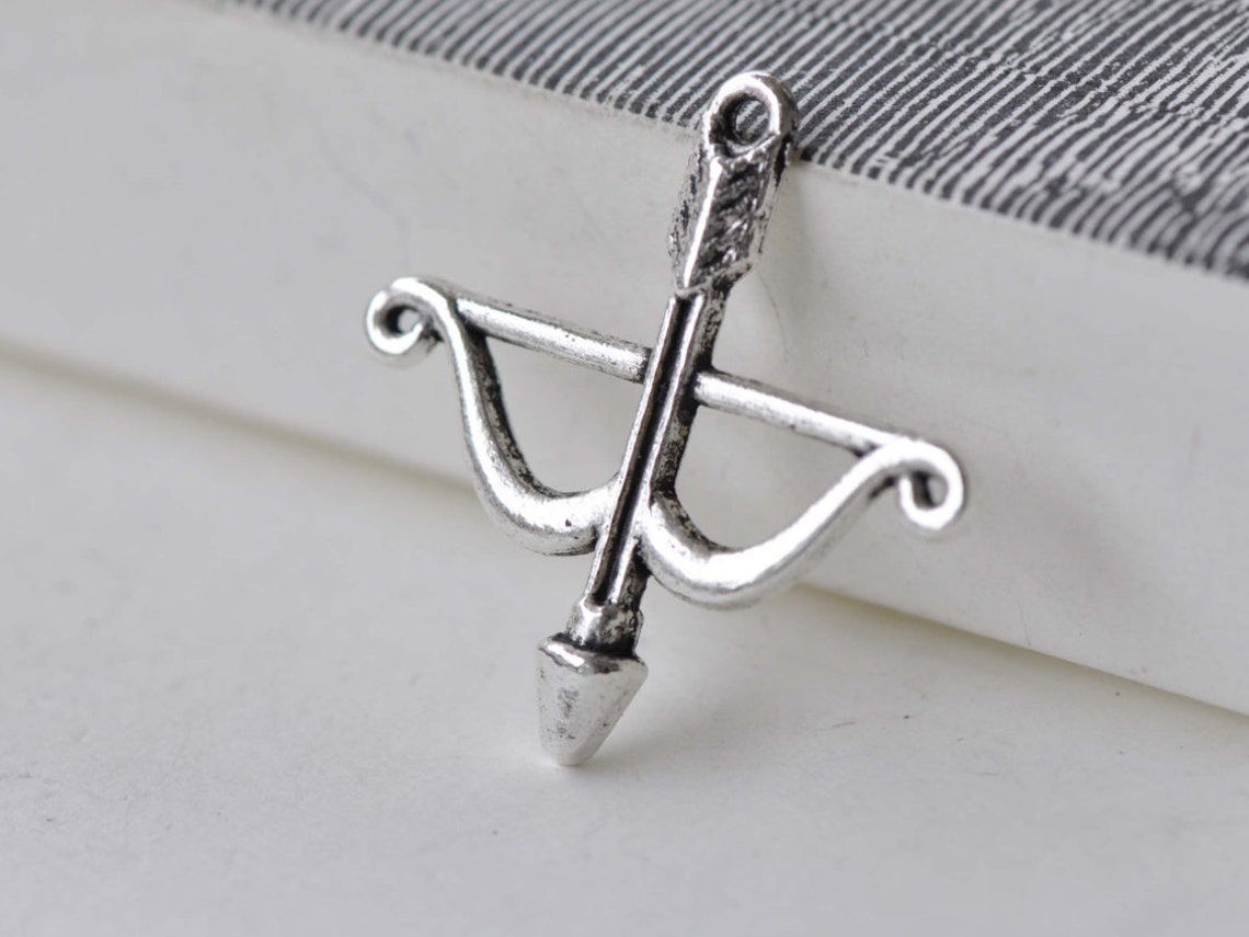 Bow and Arrow Connectors Antique Silver Archery Charms 25x25mm Set of ...