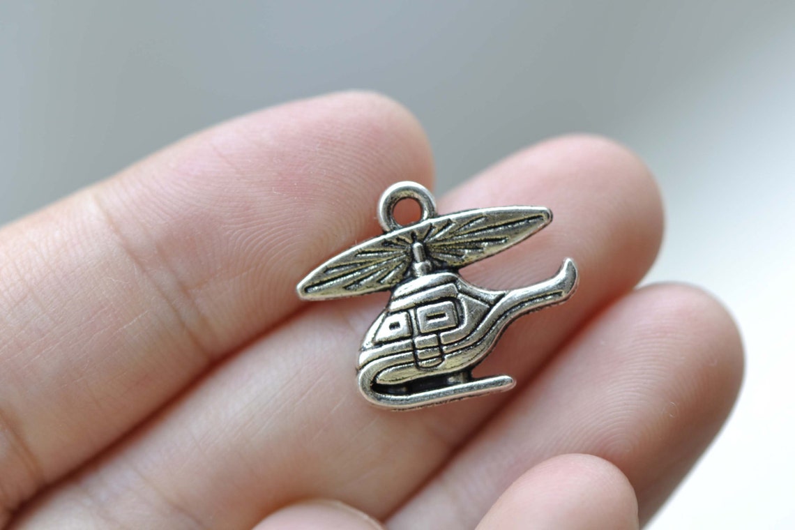 Antique Silver Chopper Helicopter Charms 16x19mm Set of 20 - Etsy