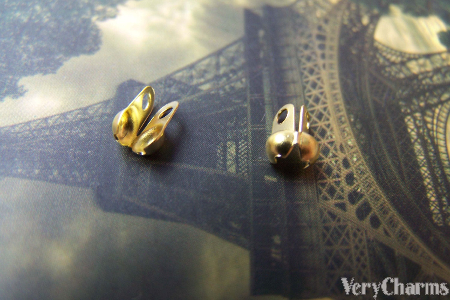 200 pcs of Gold Tone Iron Clamshell Bead Tips 6mm For Bead | Etsy