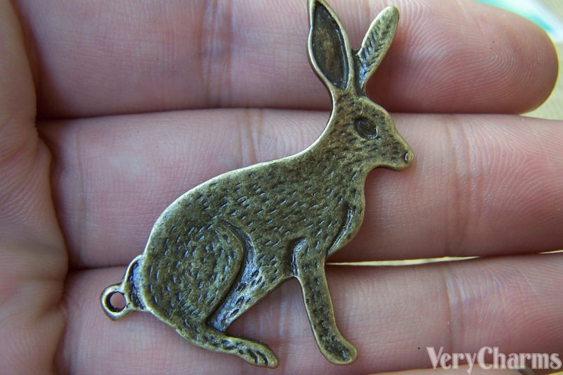 10 Pcs of Antique Bronze Lovely Rabbit Hare Charms 25x42mm A661 - Etsy