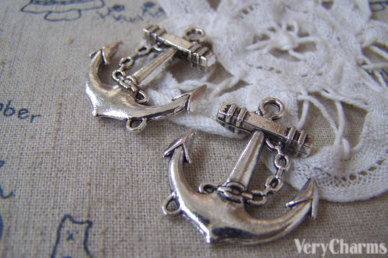Anchor Charms Antique Silver Nautical Charms 25x28mm Set of 10 - Etsy