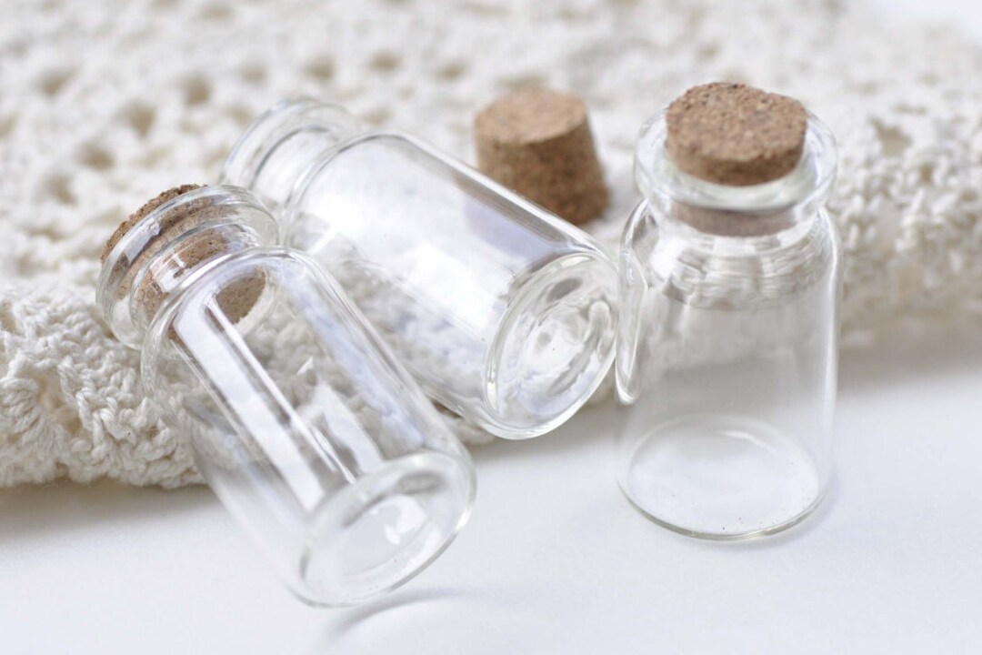10 Pcs Short Glass Bottles Empty Vials Jars With Corks 22x40mm A8614 - Etsy