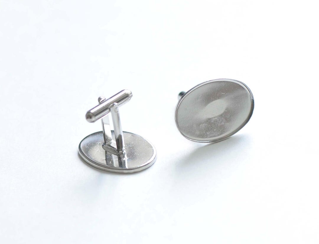 Platinum Bezel Cufflinks Blanks Oval Cuff Links Match 18x25mm Cabochon Set of 10 - Etsy