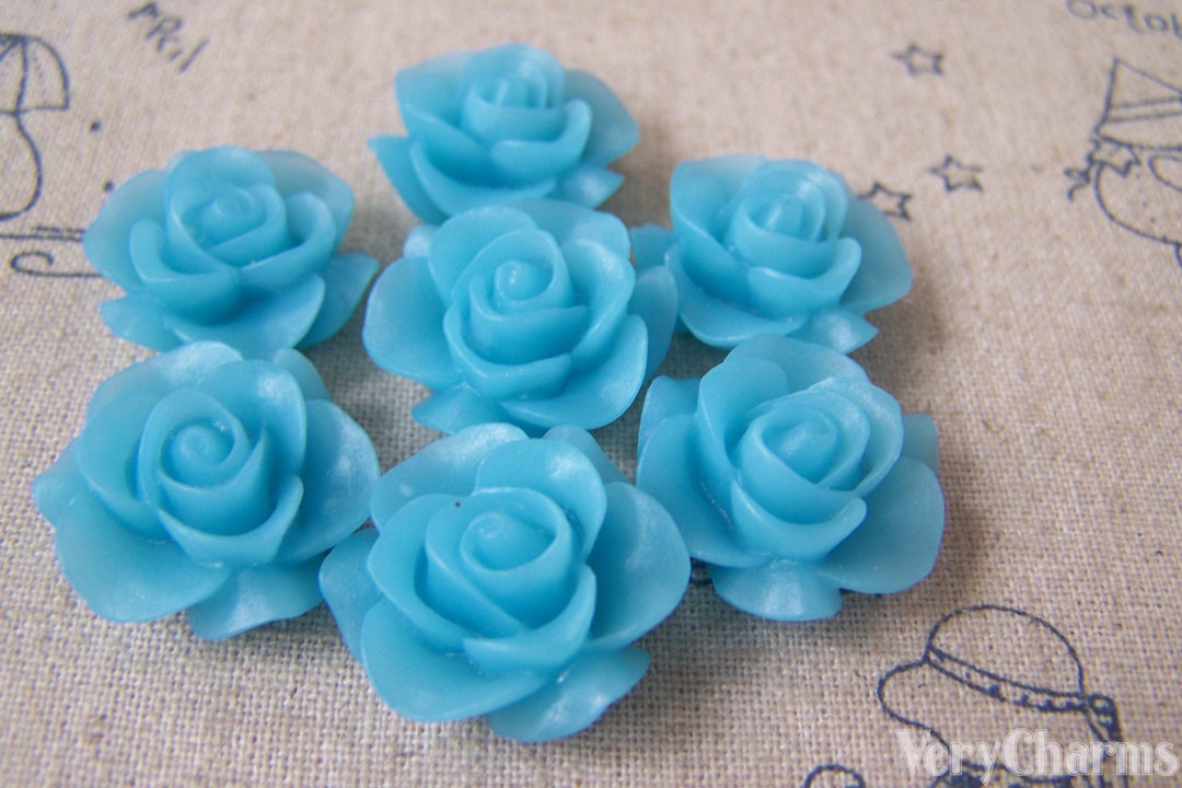 10 Pcs of Resin Baby Blue Round Flower Cameo 21mm A4709 - Etsy