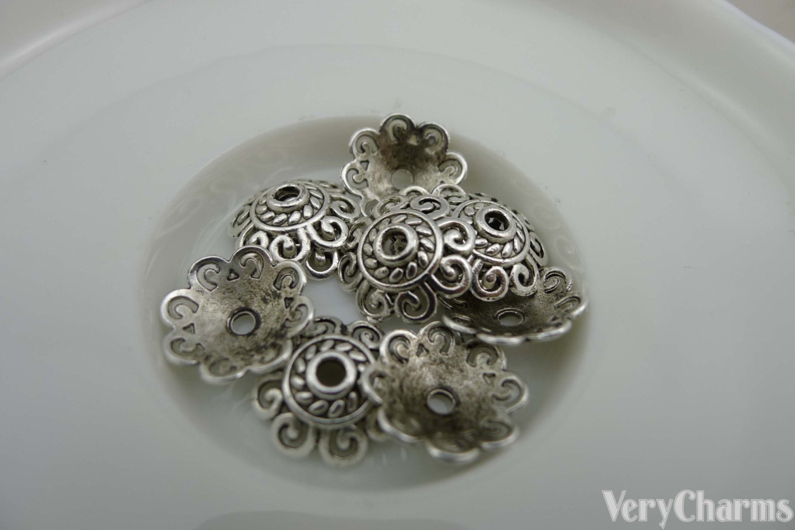 50 Pcs of Antique Silver Filigree Flower Spacer Bead Caps 12mm - Etsy