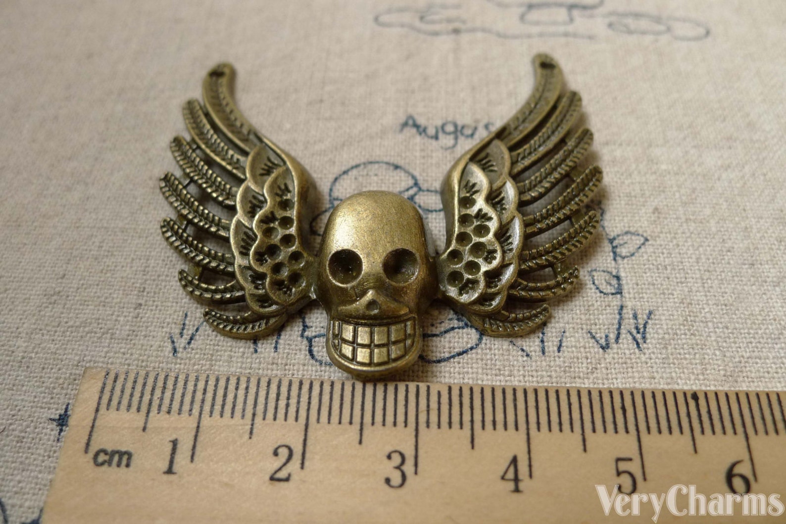 SALE 6 pcs of Antique Bronze Skull Wings Connectors Pendants | Etsy