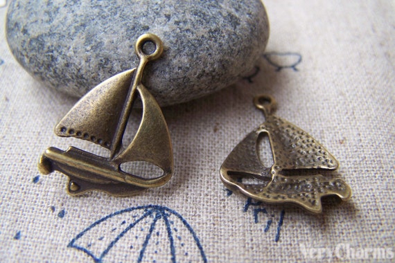 10 Pcs of Antique Bronze Catamaran Sailing Boat Charms 18x23mm | Etsy