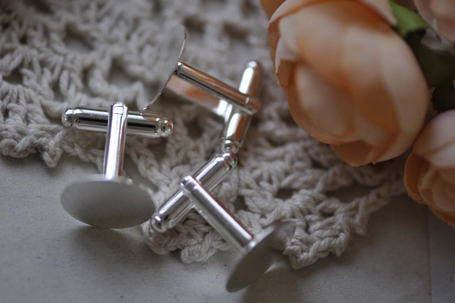 Silver Cuff Link Cufflink Blanks With 15mm Large Pad Set of 10 | Etsy