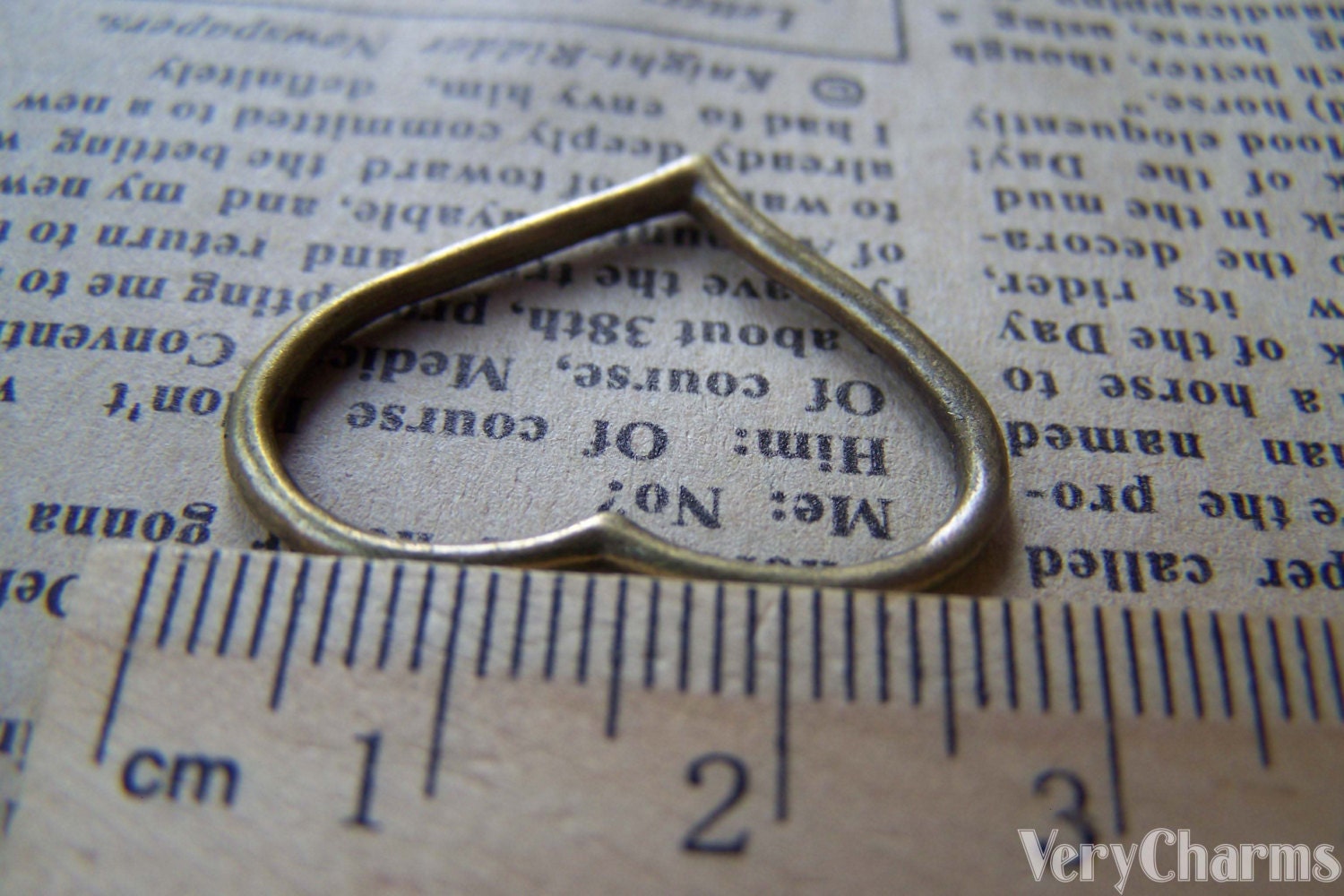 Outlined Heart Ring Simple Design Frame Antique Bronze Charms 22x28mm ...
