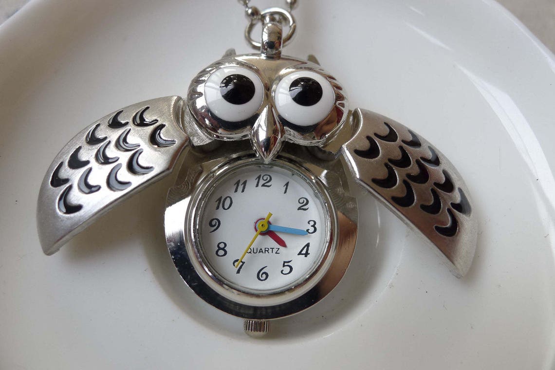 1 PC Antique Silver Owl Wing Pocket Watch 25x40mm A7241 - Etsy