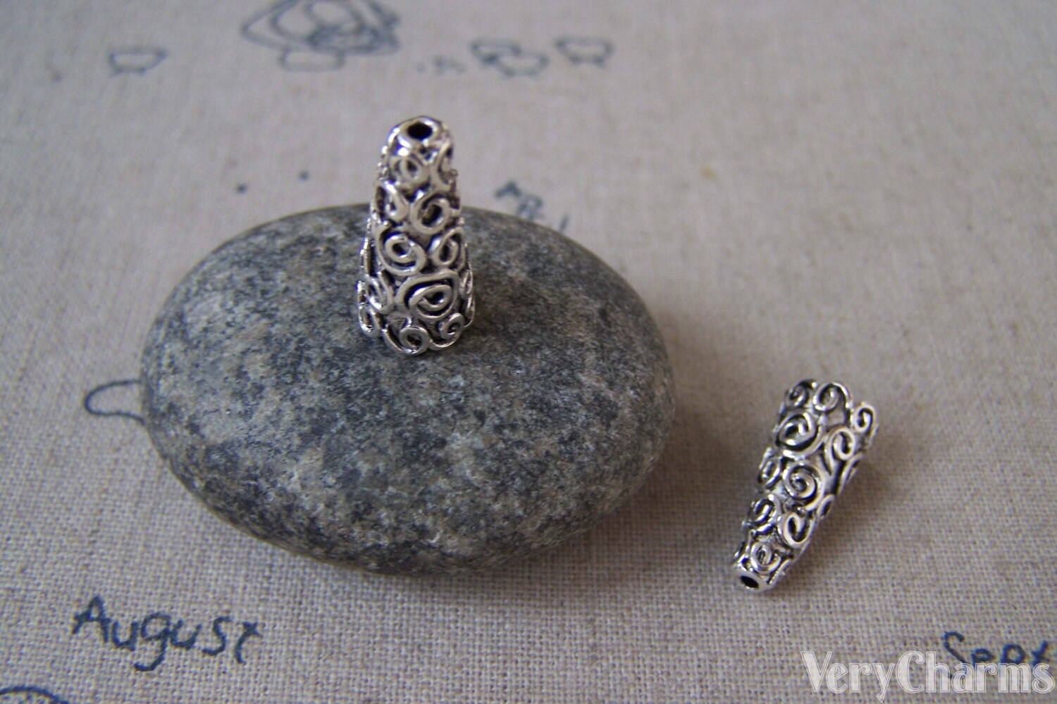 20 Pcs Antique Silver Textured Spiral Flower Bead Caps Cone - Etsy